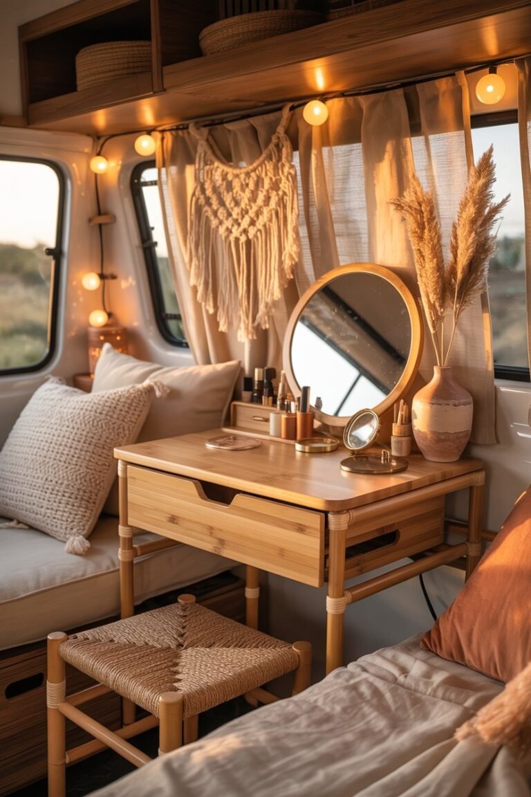 10 Boho Camper Van Beauty Station Tips - trippandora.com