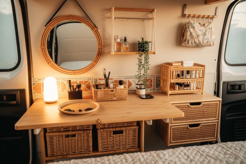 10 Boho Camper Van Beauty Station Tips - trippandora.com